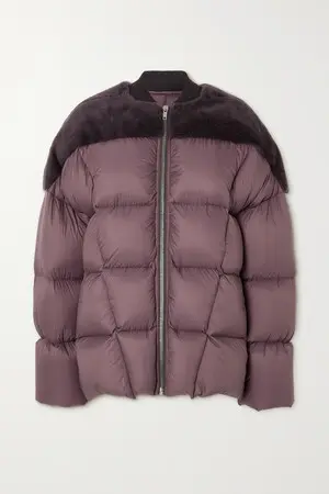 Rick Owens Shearling-paneled Quilted Down Jacket