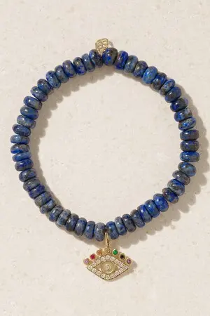 SYDNEY EVAN Evil Eye 14-karat Multi-stone Bracelet - Gold
