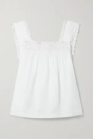 DÔEN Aphra Crochet-trimmed Ramie Top - White