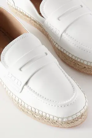 GIANVITO ROSSI Leather Espadrille Loafers - White