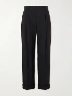 THE ROW Tor Pleated Grain De Poudre Wool Trousers