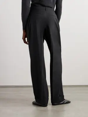 THE ROW Tor Pleated Grain De Poudre Wool Trousers