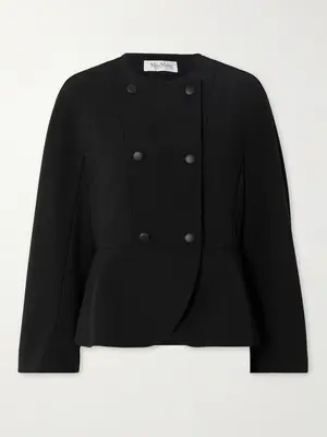 Max Mara Fronda Double-breasted Stretch-crepe Peplum Jacket