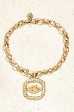 SYDNEY EVAN 14-karat Diamond Evil Eye Bracelet - Gold