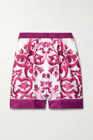 Dolce & Gabbana Maiolica Printed Silk-satin Twill Shorts