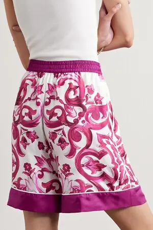 Dolce & Gabbana Maiolica Printed Silk-satin Twill Shorts