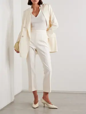Max Mara Parata Cropped Tapered Cady Pants - Off-white