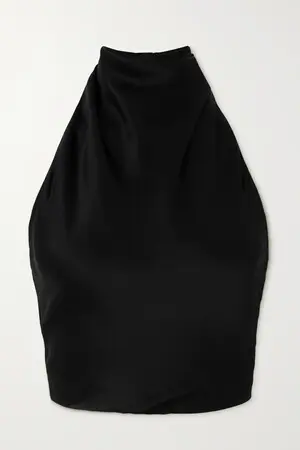 Matteau Net Sustain Satin Halterneck Top - Black