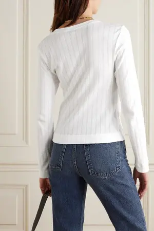 LESET Pointelle-knit Cotton-jersey Cardigan