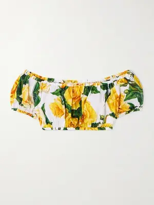 Dolce & Gabbana Off-the-shoulder Floral-print Top - Yellow