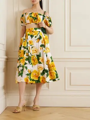 Dolce & Gabbana Off-the-shoulder Floral-print Top