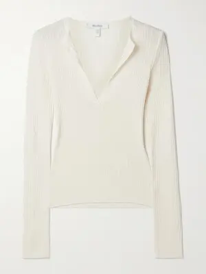 Max Mara Urlo Ribbed Silk And Cashmere-blend Sweater - White