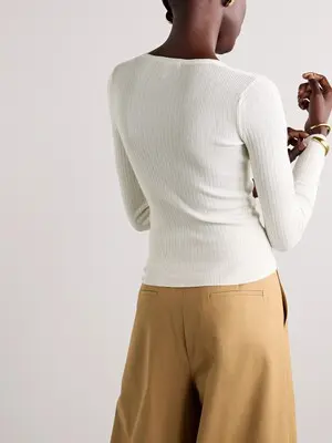 Max Mara Urlo Ribbed Silk And Cashmere-blend Sweater - White