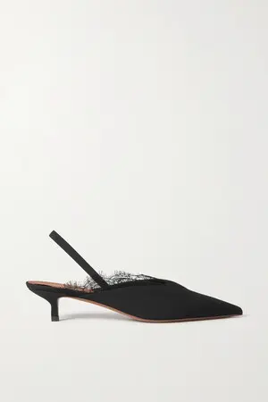 NEOUS Irena Lace-trimmed Slingback Pumps - Black