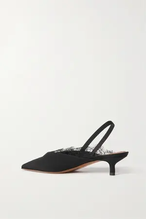 NEOUS Irena Lace-trimmed Slingback Pumps - Black