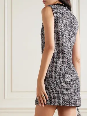 SELF-PORTRAIT Sequin-embellished Bouclé-tweed Mini Dress