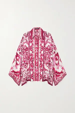 Dolce & Gabbana Maiolica Printed Silk-twill Shirt
