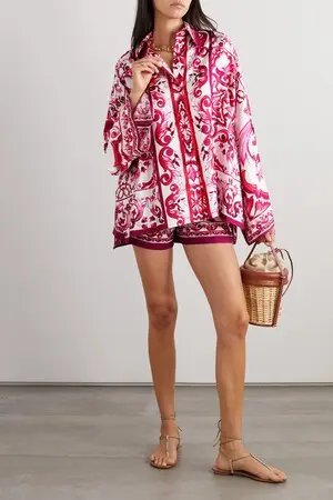 Dolce & Gabbana Maiolica Printed Silk-twill Shirt