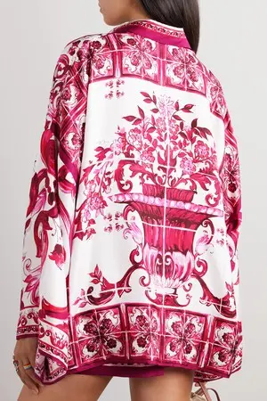 Dolce & Gabbana Maiolica Printed Silk-twill Shirt