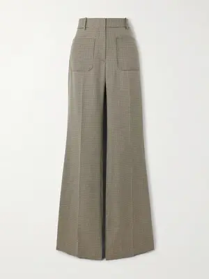 NILI LOTAN Christophe Houndstooth Wool Flared Pants