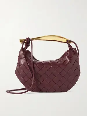 Bottega Veneta Sardine Mini Intrecciato Leather Shoulder Bag - Red