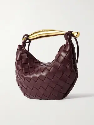 Bottega Veneta Sardine Mini Intrecciato Leather Shoulder Bag - Red
