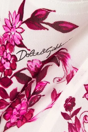 Dolce & Gabbana Floral-print Mesh Bustier Top