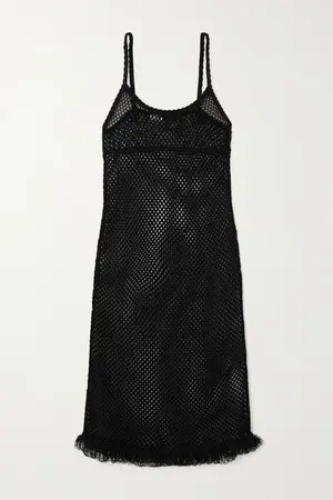Loewe Paula's Ibiza Fringed Open-knit Dress - Black