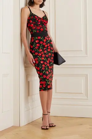 Dolce & Gabbana Cropped Printed Stretch-tulle Bustier Top