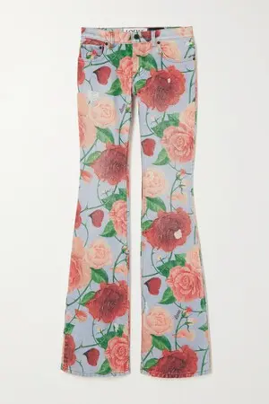 Loewe Paula's Ibiza Roses Floral-print Flared Jeans - Pink