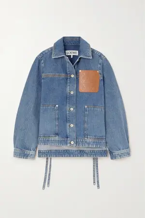 Loewe Leather-trimmed Denim Jacket