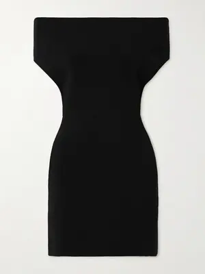 Jacquemus Off-the-shoulder Open-back Stretch-knit Mini Dress - Black