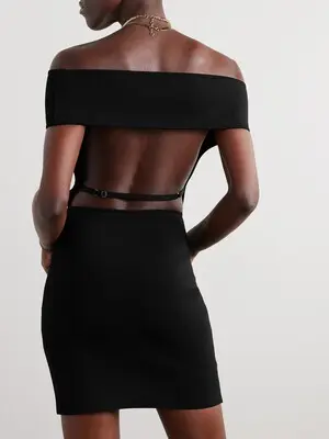 Jacquemus Off-the-shoulder Open-back Stretch-knit Mini Dress - Black