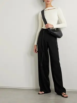 Another Tomorrow Wool-blend Wide-leg Trousers