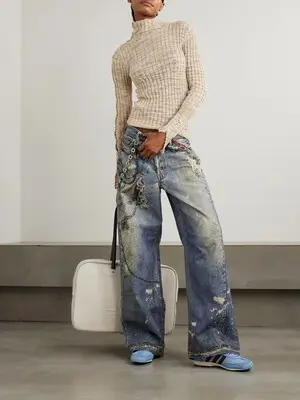 Acne Studios Ribbed Linen-blend Turtleneck Top