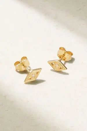SYDNEY EVAN Fluted Evil Eye 14-karat Diamond Stud Earrings - Gold