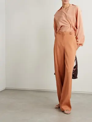 Another Tomorrow Crepe Wide-leg Pants