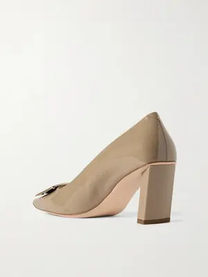 ROGER VIVIER Belle Vivier 75 Buckled Patent-leather Pumps - Neutrals
