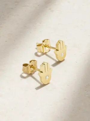 JENNIFER MEYER Mini Hamsa Diamond Earrings - Gold