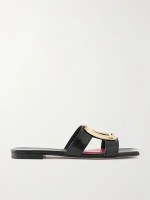 ROGER VIVIER Nagoya Embellished Leather Slides - Black
