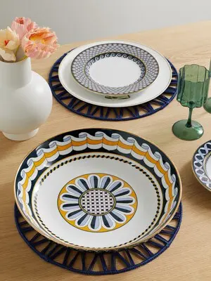 La DoubleJ Napoli Printed Poreclain Pasta Bowl - Blue