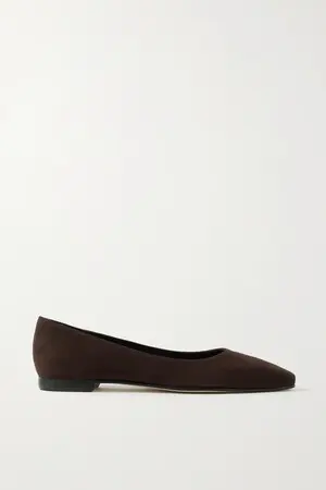 Manolo Blahnik Gelista Suede Ballet Flats - Brown