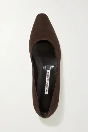 Manolo Blahnik Gelista Suede Ballet Flats - Brown