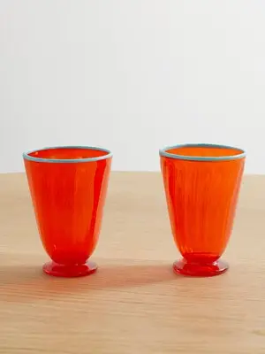 La DoubleJ Set Of Two Murano Glasses - Orange