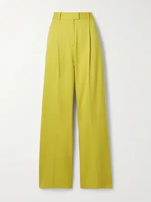 Another Tomorrow Wool-blend Wide-leg Trousers