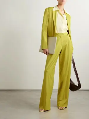 Another Tomorrow Wool-blend Wide-leg Trousers
