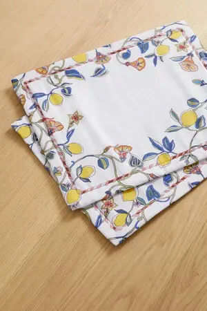 La DoubleJ Set Of Two Printed Linen Placemats - White