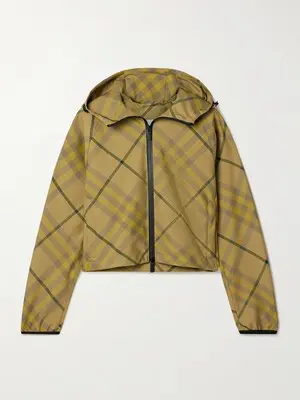 Burberry Cropped Hooded Checked Twill Jacket
