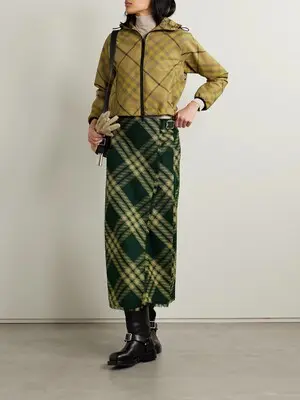 Burberry Cropped Hooded Checked Twill Jacket