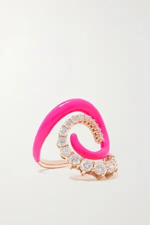 Melissa Kaye Riley 18-karat Pink Diamond And Enamel Ring - Gold